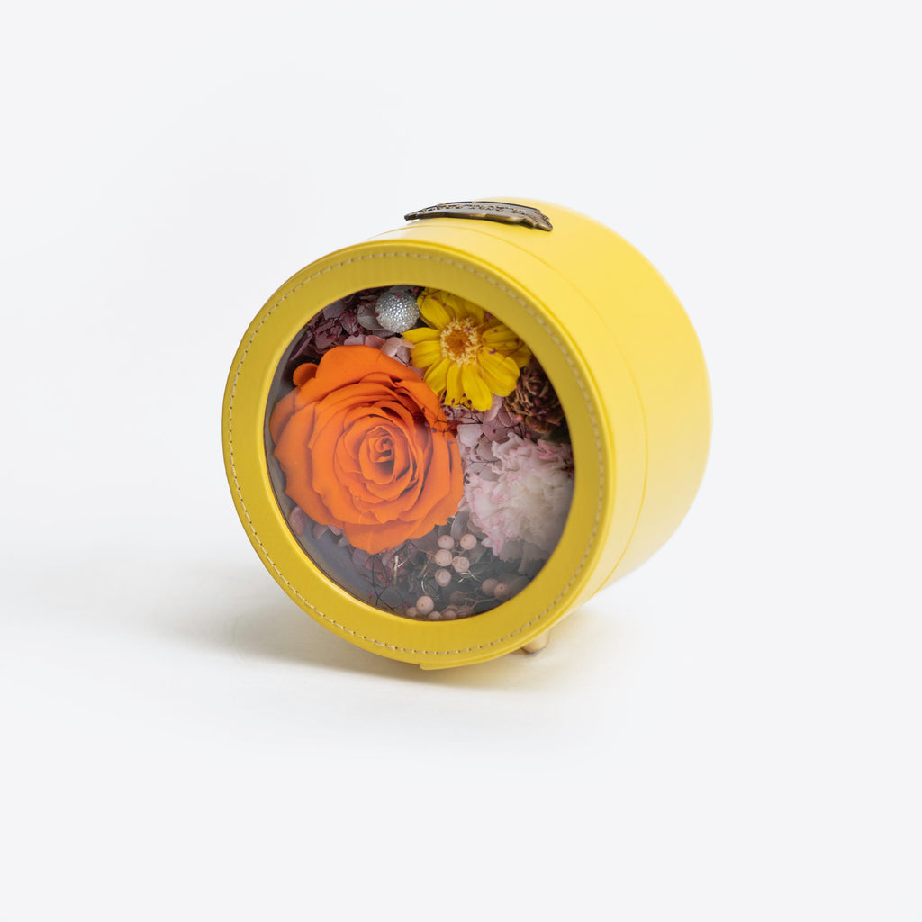 Yellow Leather Round Shadow Box Mixed Floral – TheOnlyRoses